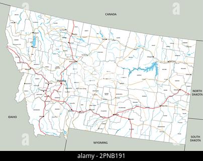 High detailed Montana road map with labeling Stock Vector Image & Art ...