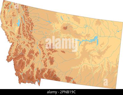 Highly detailed Montana physical map with labeling Stock Vector Image ...