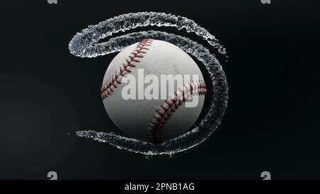 baseball ball Splashing, black background, wrapped in and water, Splash ...