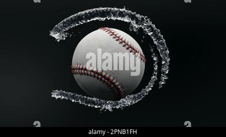 baseball ball Splashing, black background, wrapped in and water, Splash ...