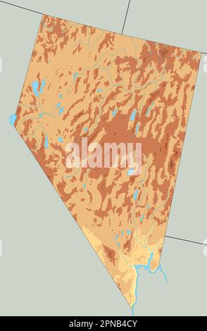 High detailed Nevada physical map with labeling Stock Vector Image ...