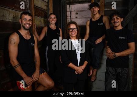 Bangarra Dance Company dancers (L-R) James Boyd, Maddison Paluch, Ryan ...