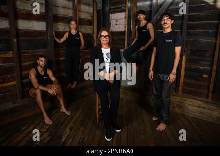 Bangarra Dance Company dancers (L-R) James Boyd, Maddison Paluch, Ryan ...