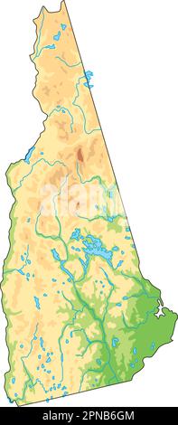 High detailed New Hampshire physical map with labeling Stock Vector ...