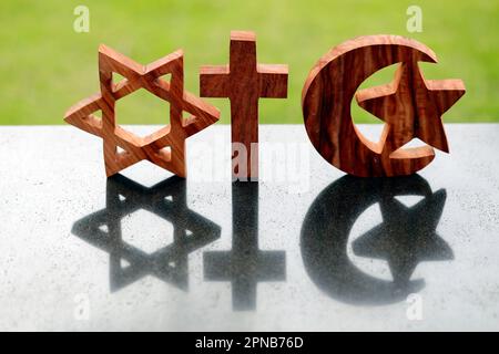 Equal rights concept: Equality of religions. A jewish star of david and ...