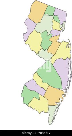 New Jersey - Highly detailed editable political map with labeling Stock ...