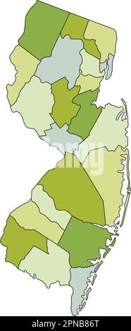 New Jersey - Highly detailed editable political map with labeling Stock ...