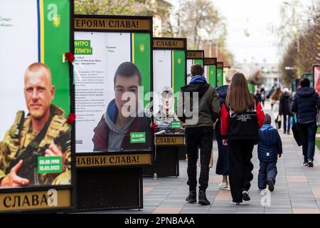 Bucha, Ukraine. 17th Apr, 2023. Renovated residential houses, fences ...