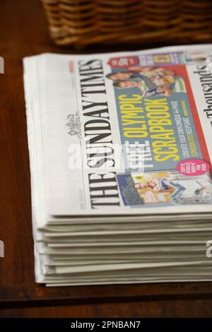 Various shots of the Sunday Times newspaper in a village shop Stock ...