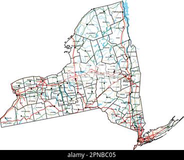 High detailed New York road map with labeling Stock Vector Image & Art ...
