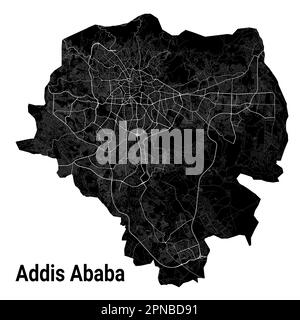 Detailed map of Addis Ababa city, capital of Ethiopia. Municipal ...
