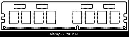 Outline RAM for desktop computer, memory stick isolated on white ...