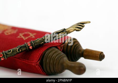 Traditional Torah scroll book and yad. Jewish symbols Stock Photo - Alamy