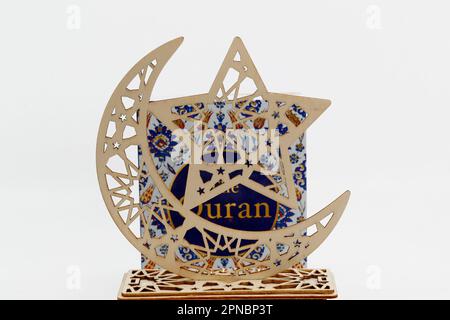 Holy Quran ( Kuran ) and Crescent and Star, symbols of Islamic faith ...