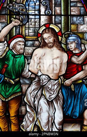 Jesus at the flagellation column, also known as the passion column in ...