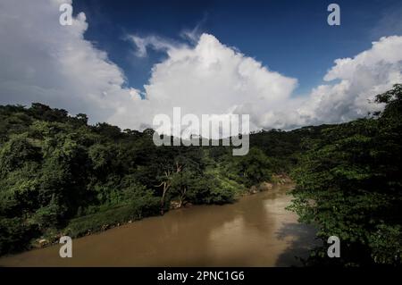 The Lempa river, as seen from the Carretera del Litoral. El Salvador ...