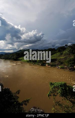 The Lempa river, as seen from the Carretera del Litoral. El Salvador ...