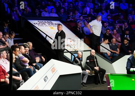 Gary Wilson during his match with Elliot Slessor during day four of the Cazoo World Snooker ...