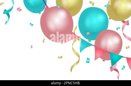 Colorful balloons illustration for right corner design elements Stock ...