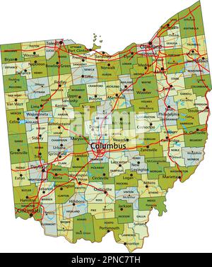Detailed map of Columbus city administrative area. Royalty free vector ...