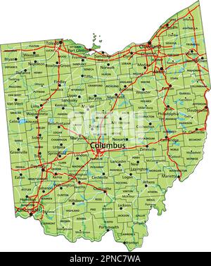 High detailed Ohio road map with labeling Stock Vector Image & Art - Alamy