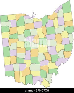 Ohio - Highly detailed editable political map with labeling Stock ...