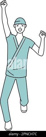 Male admitted patient in hospital gown pointing at a whiteboard with an ...