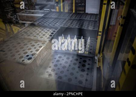 This photograph shows inside the Nexter Arrowtech factory, near Bourges ...