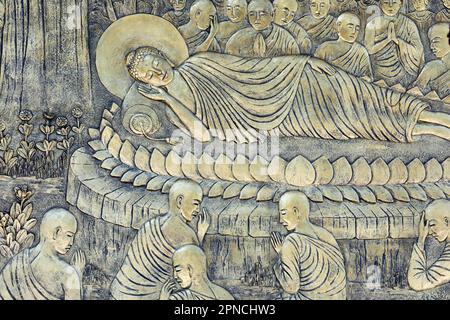 Life of Buddha, Siddhartha Gautama, Reclining Buddha, passing into ...