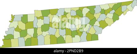 Tennessee - Highly detailed editable political map with labeling Stock ...