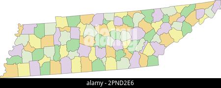 Tennessee - Highly detailed editable political map with labeling Stock ...