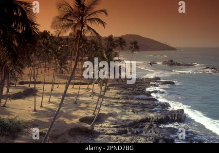 a Beach with Landscape and Coast at the Town of Vagator in the Province ...