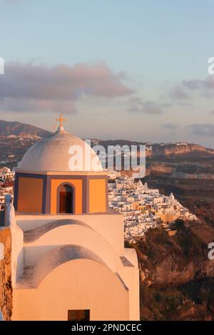 Fira in Santorini, pictured at Sunset Stock Photo - Alamy