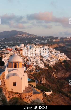 Fira in Santorini, pictured at Sunset Stock Photo - Alamy