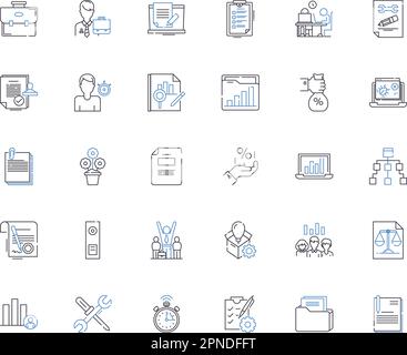 Information retrieval line icons collection. Search, Query, Index ...