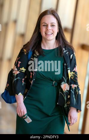 SNP's Kate Forbes arrives at the main chamber for the vote for the new ...