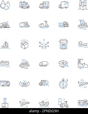 Carrying line icons collection. Hauling, Lifting, Moving, Transporting ...