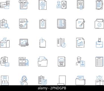 Documentation handling line icons collection. Filing, Archiving, Organizing, Categorizing ...
