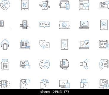 Cellph line icons collection. Smartph, Dialing, Texting, Calling, Wireless, Signal, Apps vector ...
