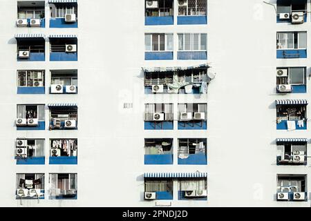 housíng area with outside cooling with identical balcony architecture ...