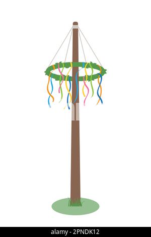 maypole with colorful ribbons isolated on white background Stock Vector ...