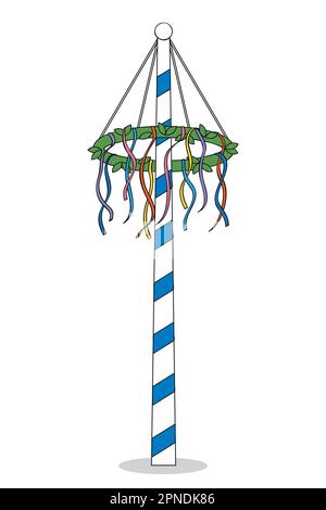 maypole with colorful ribbons isolated on white background Stock Vector ...