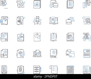 Policy line icons collection. Regulations, Governance, Guidelines, Protocol, Constitution, Rules ...