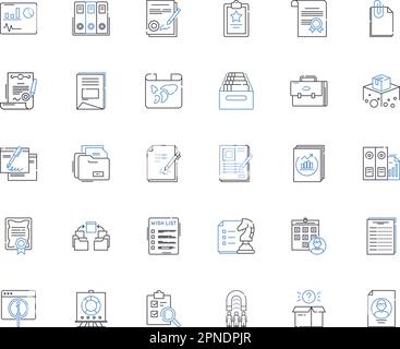 documentation line icons collection. Recordkeeping, Compilation ...
