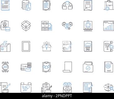 File organization line icons collection. Folders, Hierarchy, Categorization, Alphabetization ...