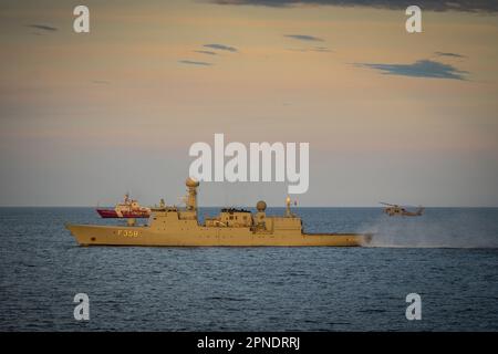 Danish frigate HDMS Triton off the coast of northern Labrador, Canada ...
