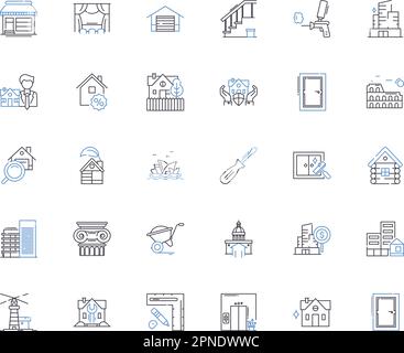 Units line icons collection. Apartment, Condo, House, Townhouse, Villa ...