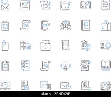 Binding line icons collection. Stitching, Fastening, Tying, Tightening ...