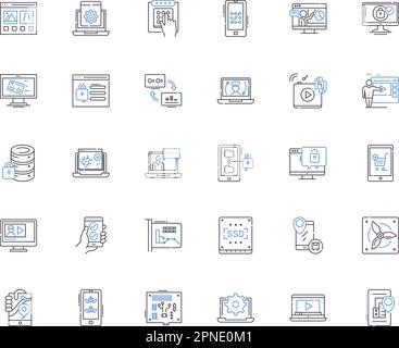 Innovations line icons collection. Database, Nerking, E-commerce, Analytics, Security ...