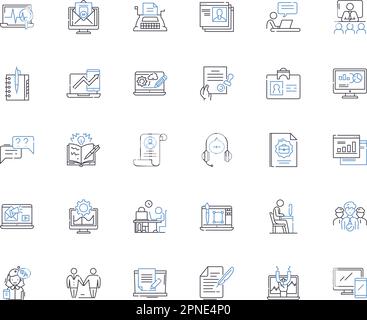 Digital employees line icons collection. Automation, Virtual, AI, Robot ...